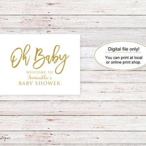 Oh Baby Welcome Sign, Gold Baby Shower Welcome Sign, Gold Baby Shower ...
