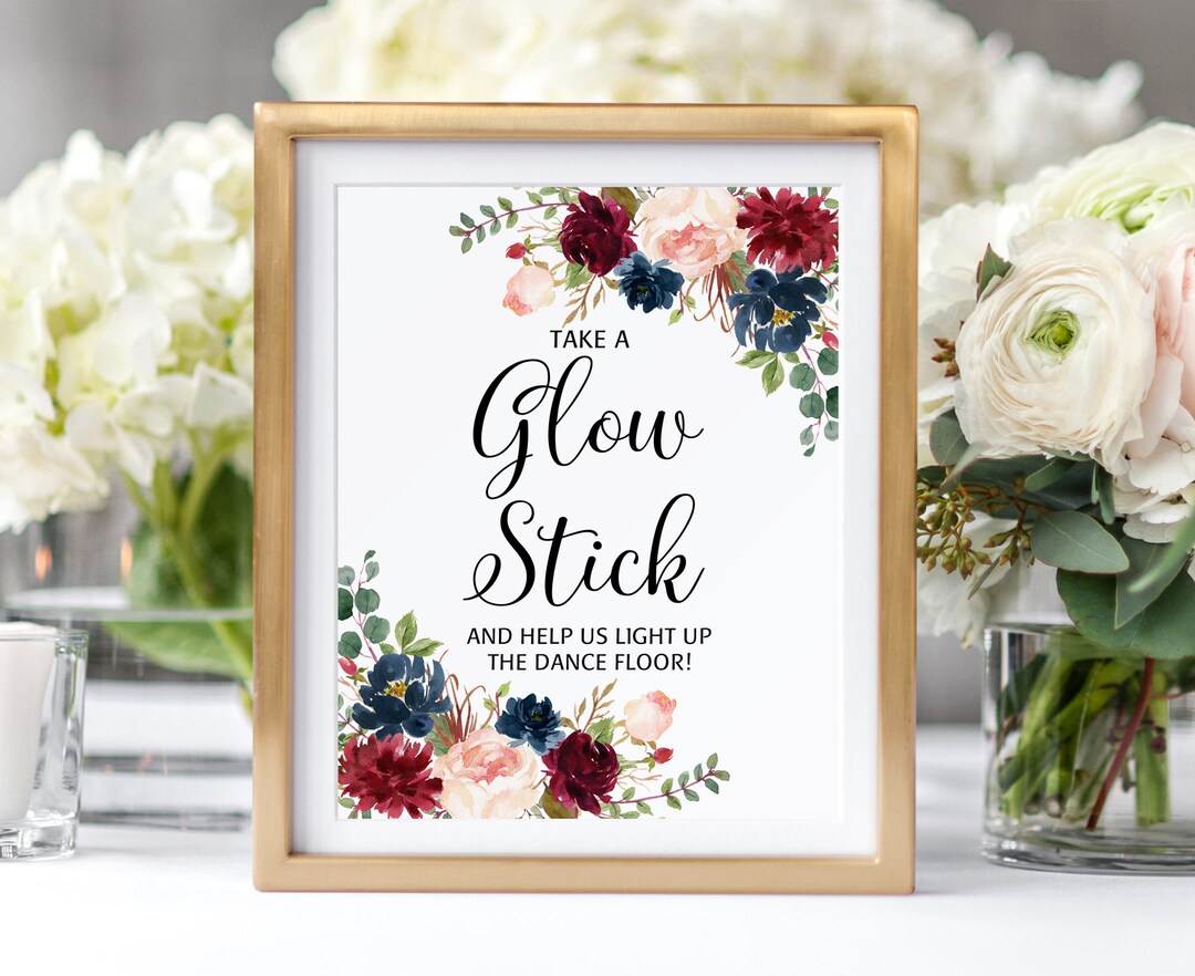 Glow Stick Sign, Wedding Glow Sticks Printable, Light up the Dance ...