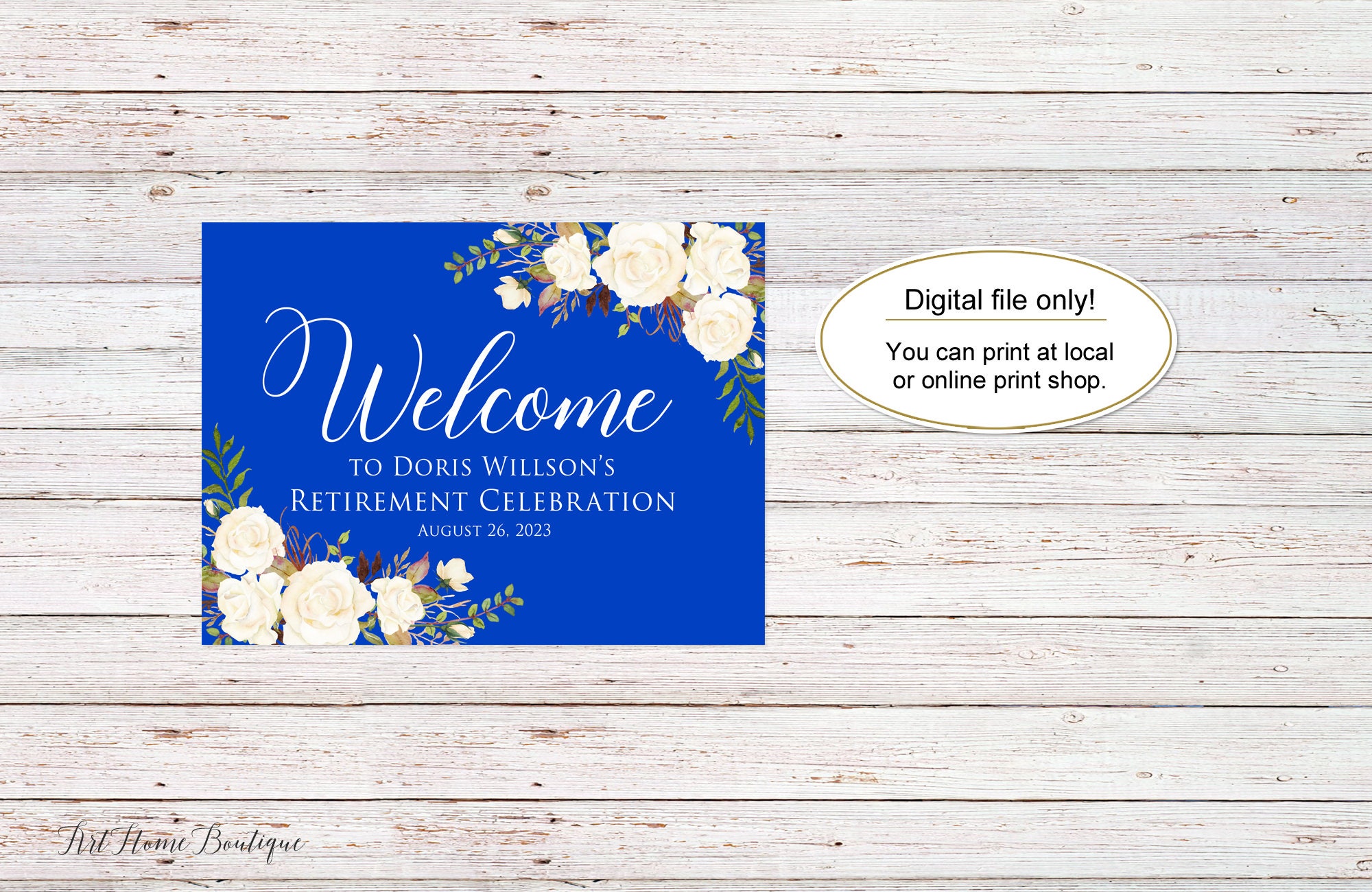 Royal Blue Retirement Party Sign Blue Retirement Celebration - Etsy