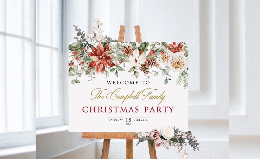 Christmas Party Welcome Sign, Winter Decorations, Holiday Welcome Sign ...
