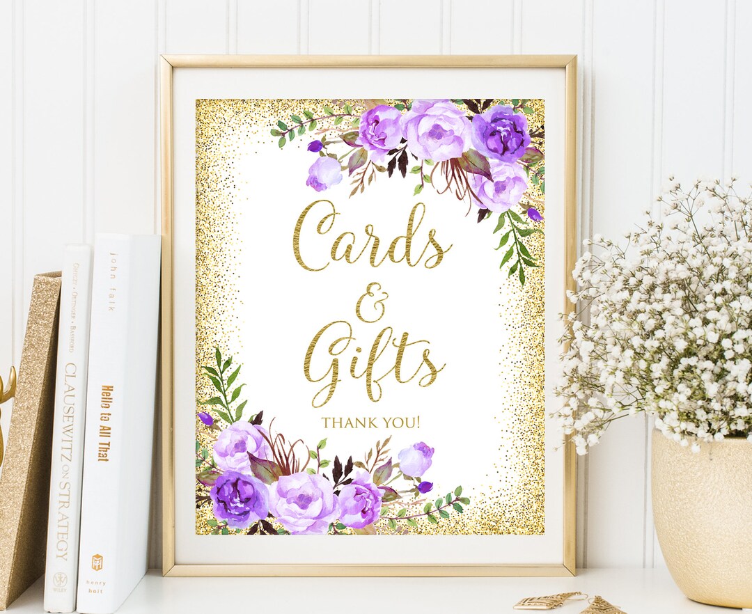 Lavender Cards and Gifts Sign, Gift Table Sign, Floral Printable Sign ...
