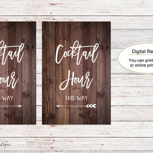 Cocktail Hour Sign, Rustic Cocktail Hour Wedding Sign, Digital File ...