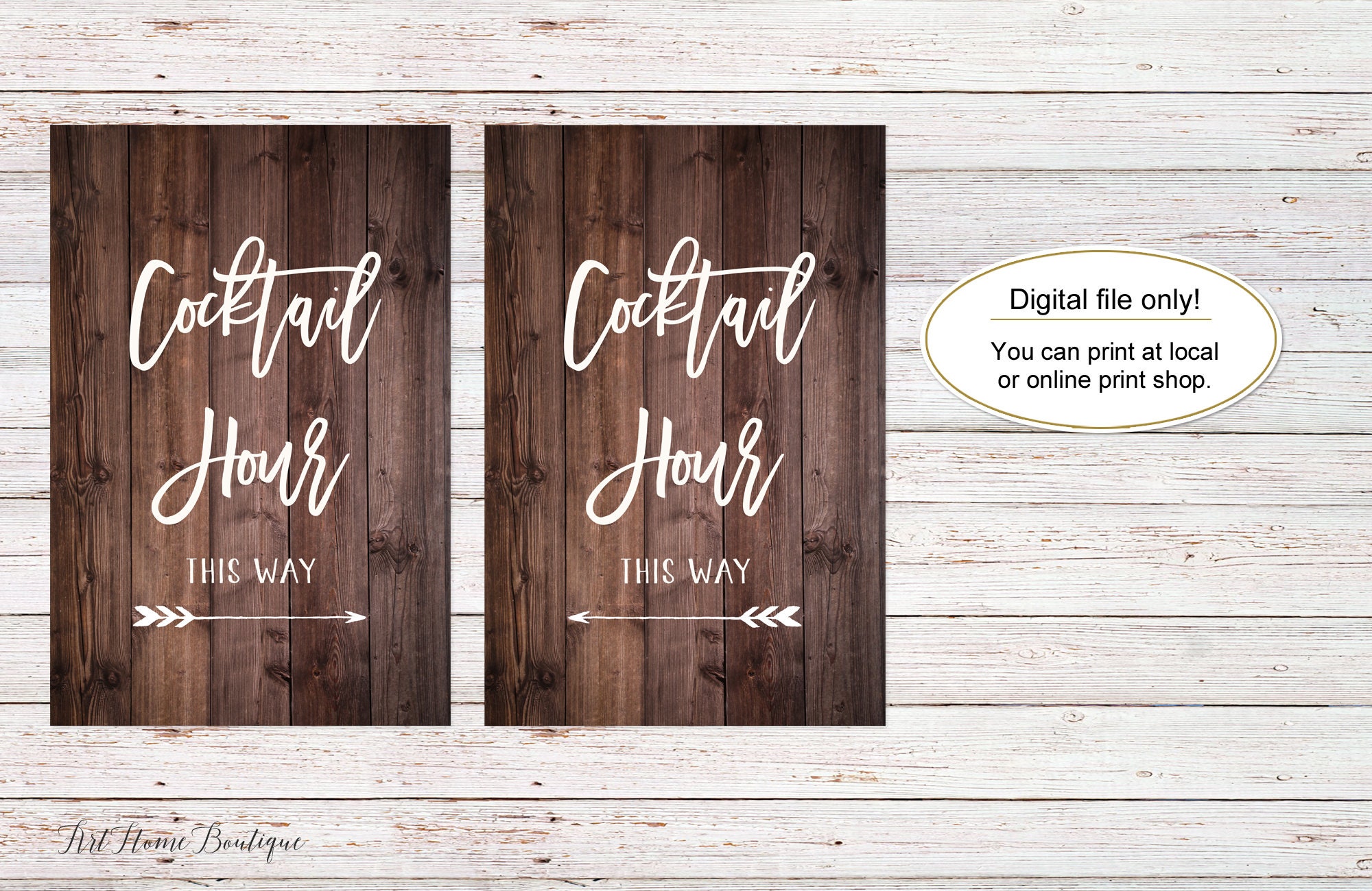 Cocktail Hour Sign Rustic Cocktail Hour Wedding Sign Digital | Etsy