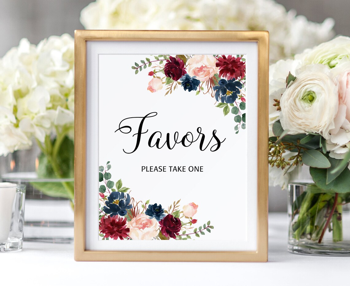 Favors Sign Wedding Favor Sign Please Take One Sign Floral - Etsy