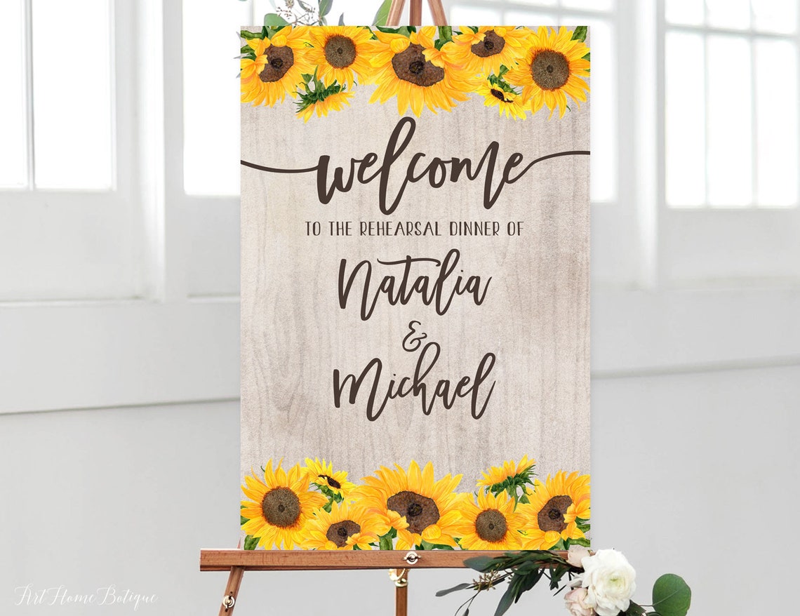 Sunflowers Rehearsal Dinner Welcome Sign Rustic Rehearsal - Etsy