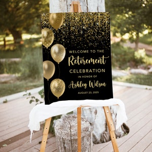 Gold Retirement Welcome Sign, Balloons Retirement Celebration Welcome ...