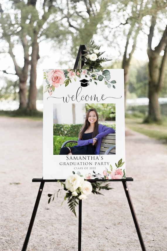 Photo Graduation Party Welcome Sign Blush Pink Graduation - Etsy