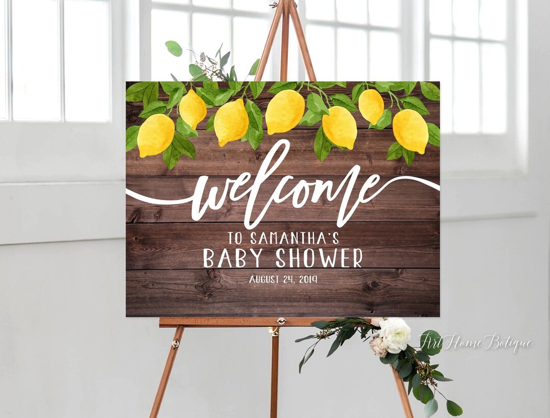 Lemon Baby Shower Welcome Sign, Rustic Welcome to Baby Shower Sign ...