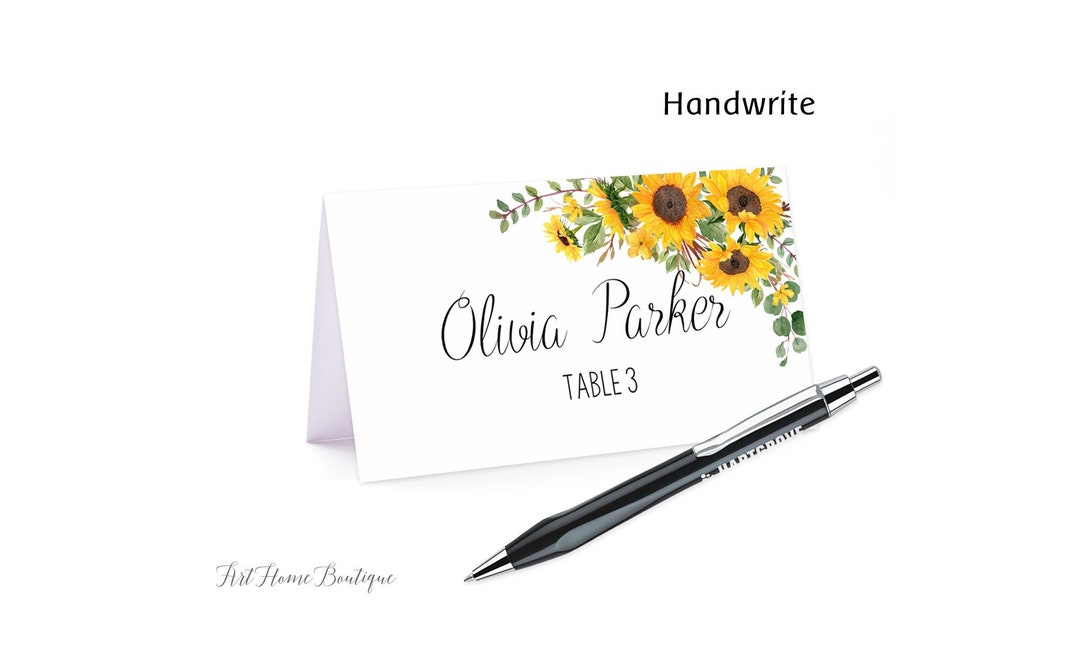 Sunflower Place Cards, Yellow Place Cards, Food Tents, Name Card ...