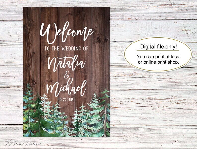Forest Wedding Welcome Sign Rustic Winter Wedding Sign Pine - Etsy