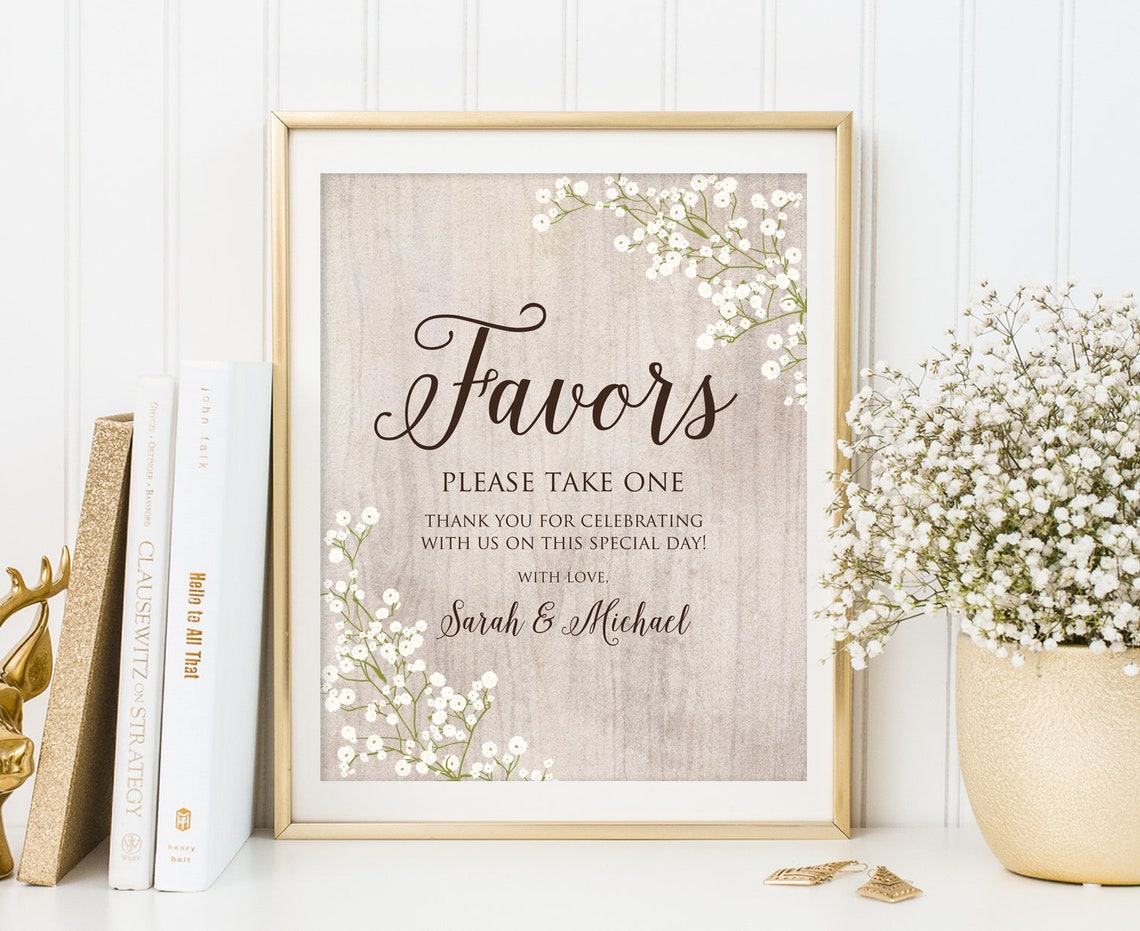 Rustic Favors Sign Wedding Favor Sign Please Take One Sign | Etsy