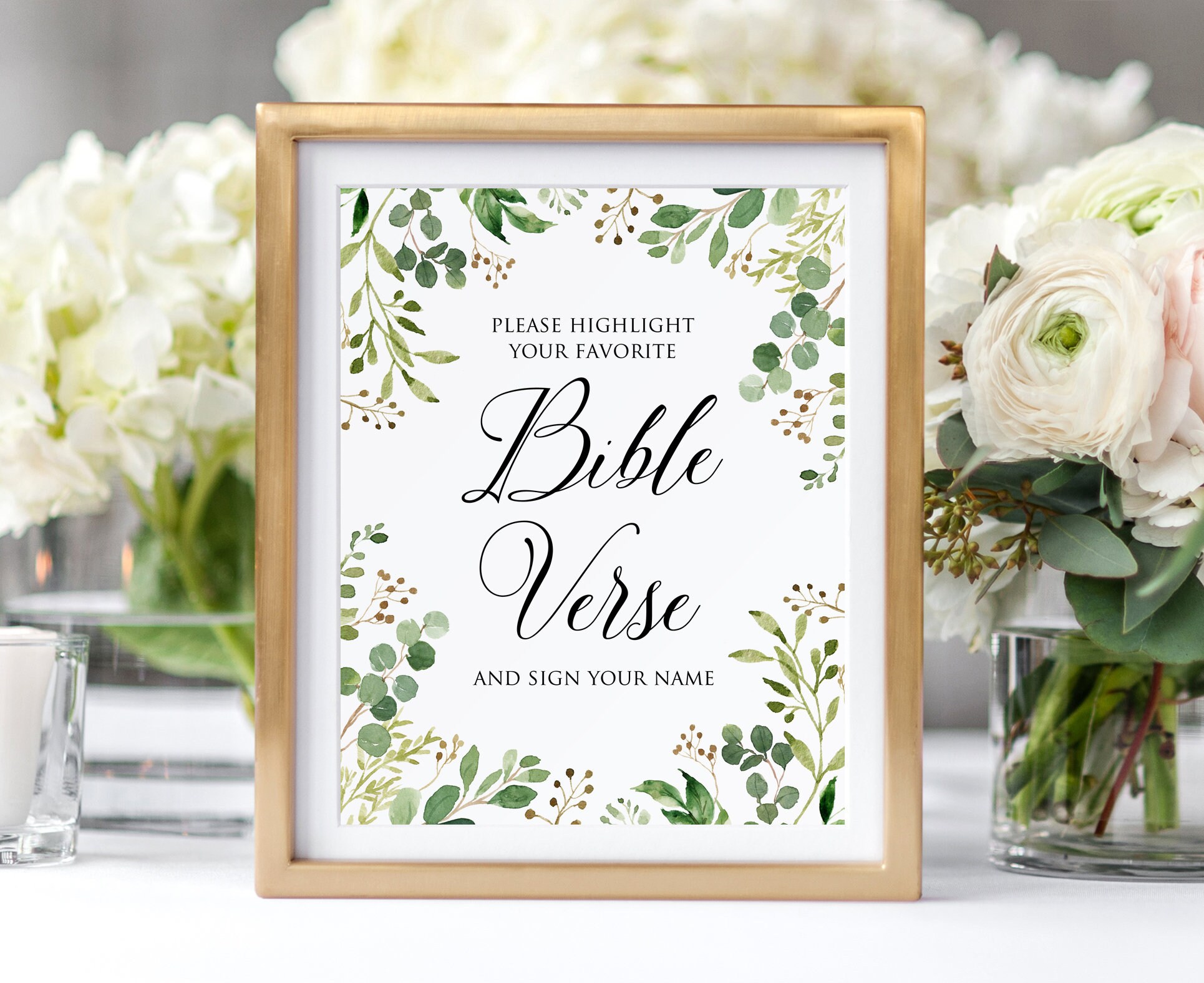 Greenery Wedding Bible Verse Sign Highlight Your Favorite | Etsy