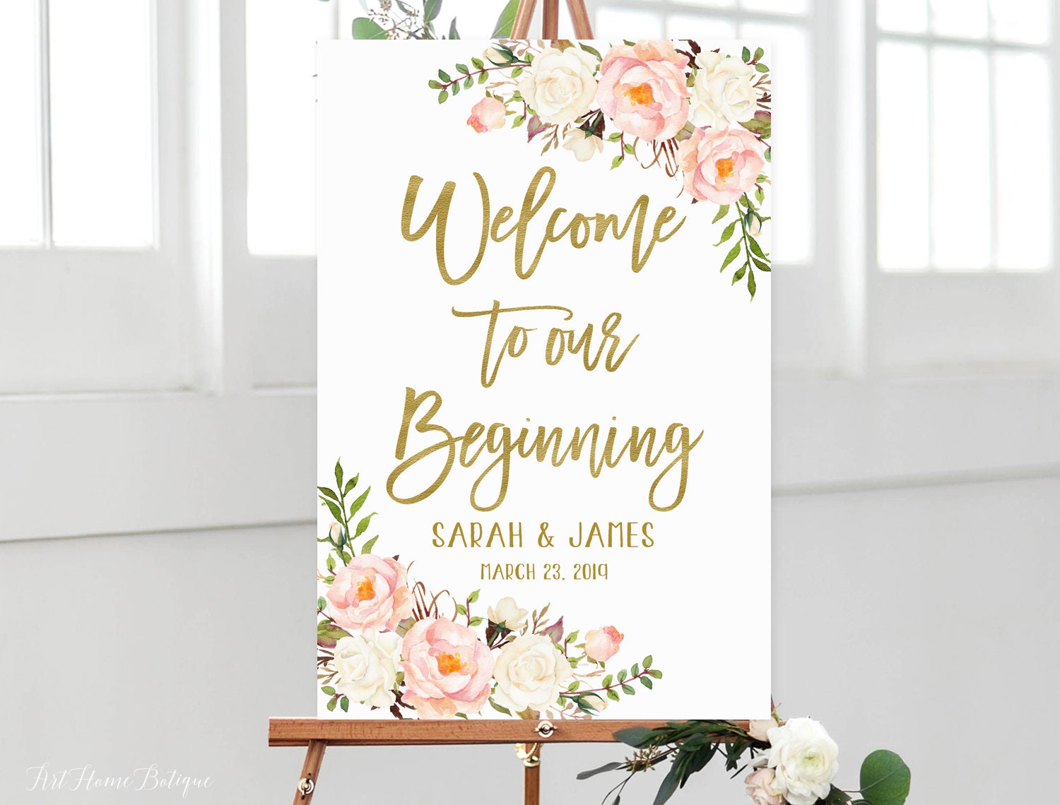 Welcome to Our Beginning Sign Blush Pink Beginning Welcome - Etsy