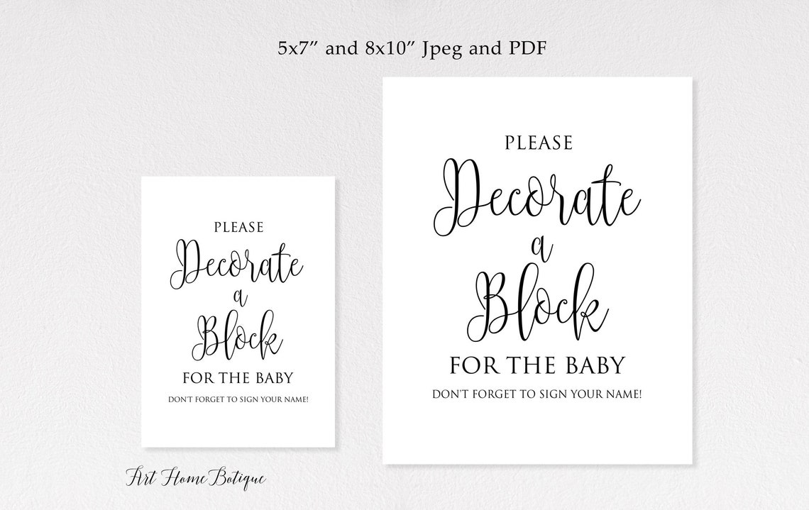 Decorate a Block Sign Decorate a Block for the Baby Sign - Etsy