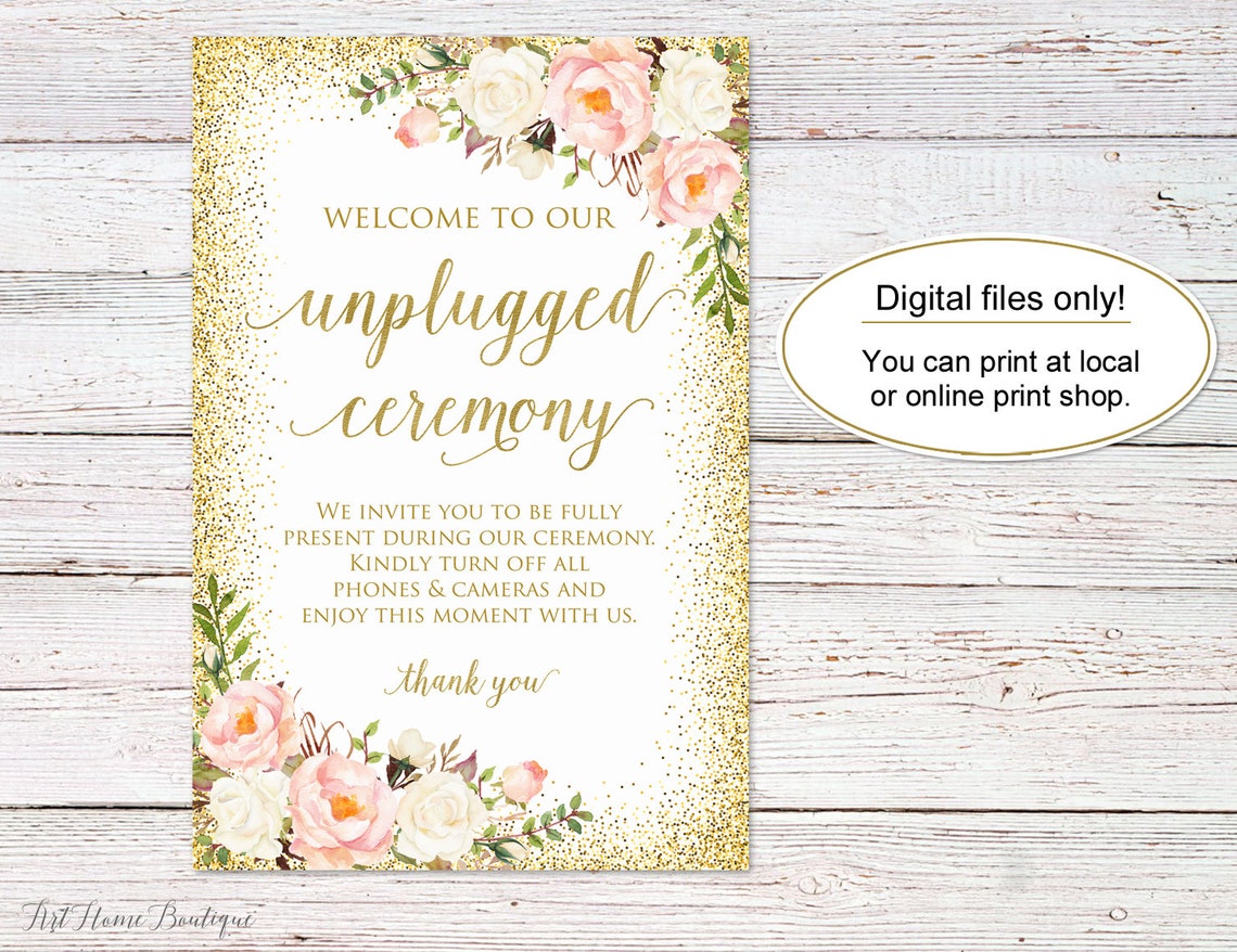Unplugged Ceremony Sign Unplugged Wedding Sign Unplugged - Etsy
