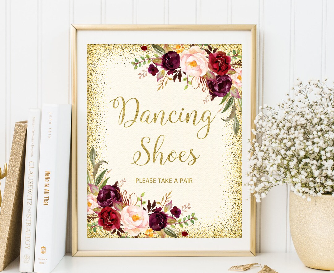 Dancing Shoes Sign, Dancing Feet Sign, Wedding Dance Floor Sign, Floral ...