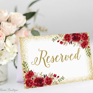 Reserved Sign, Wedding Reserved Sign, Reserved Seating Sign, Red and ...