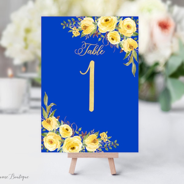 Royal Blue and Gold Table Numbers - Etsy