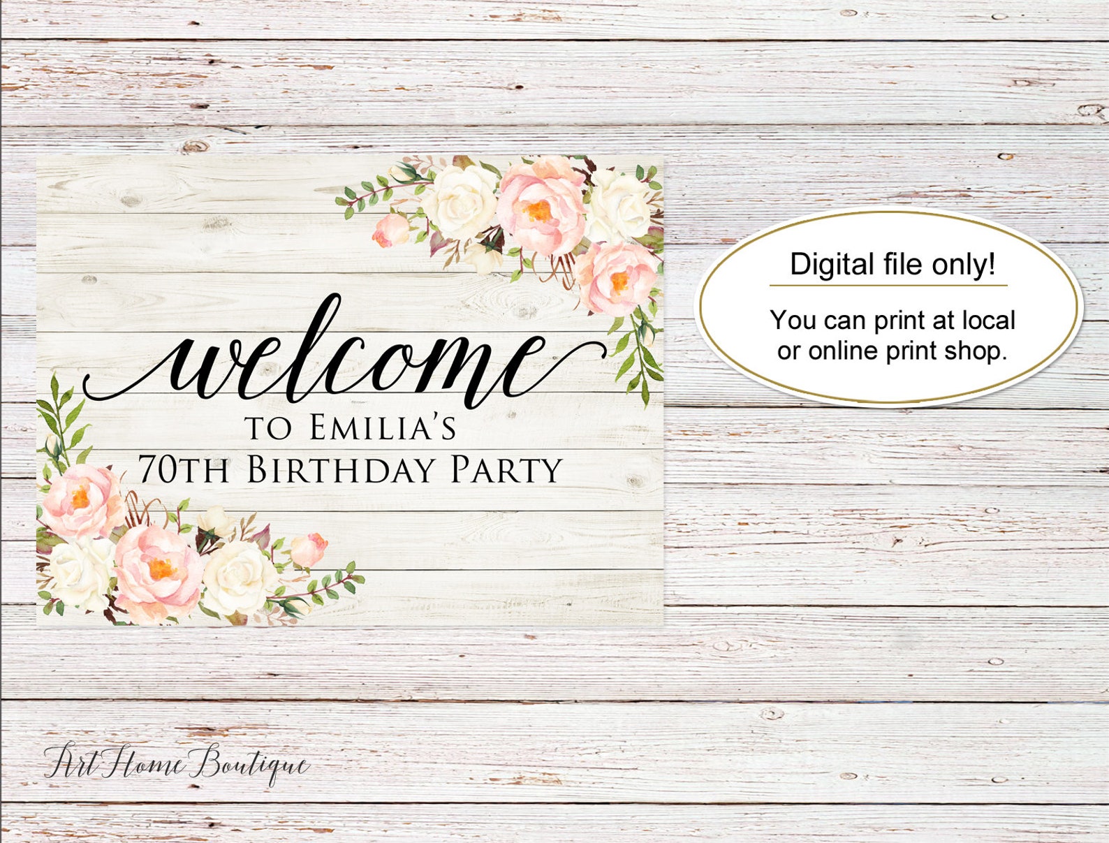 Rustic Birthday Welcome Sign, Floral Welcome Birthday Sign, Any Age ...