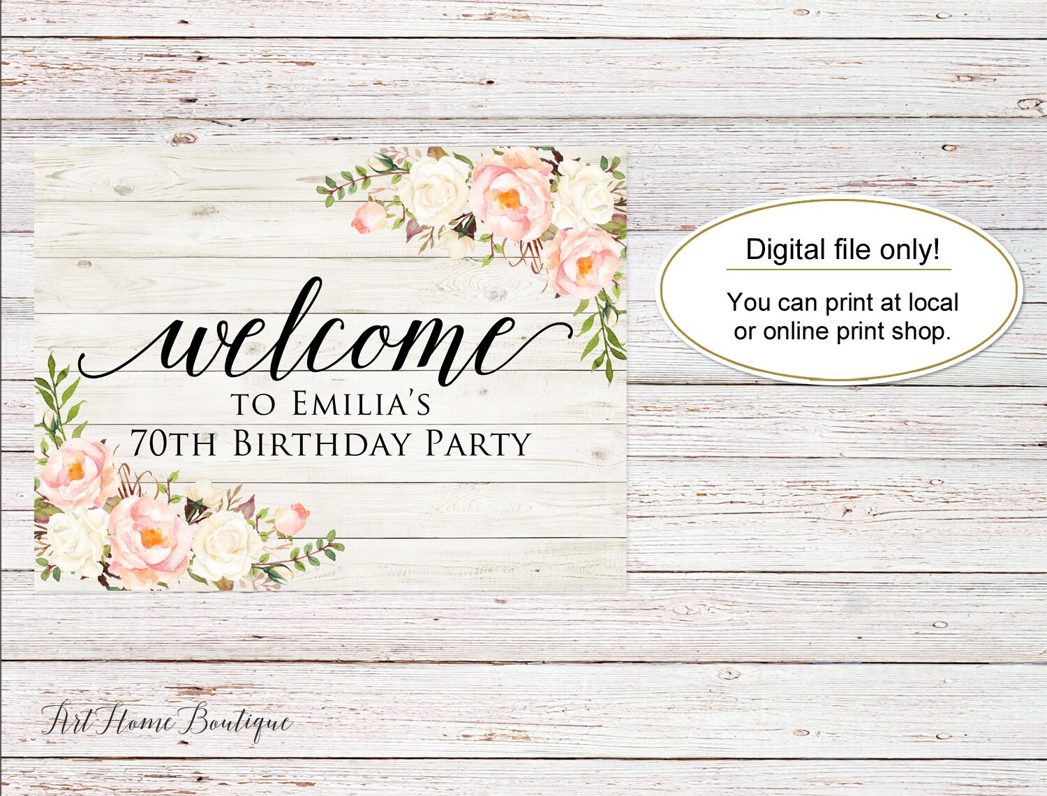 Rustic Birthday Welcome Sign Floral Welcome Birthday Sign - Etsy