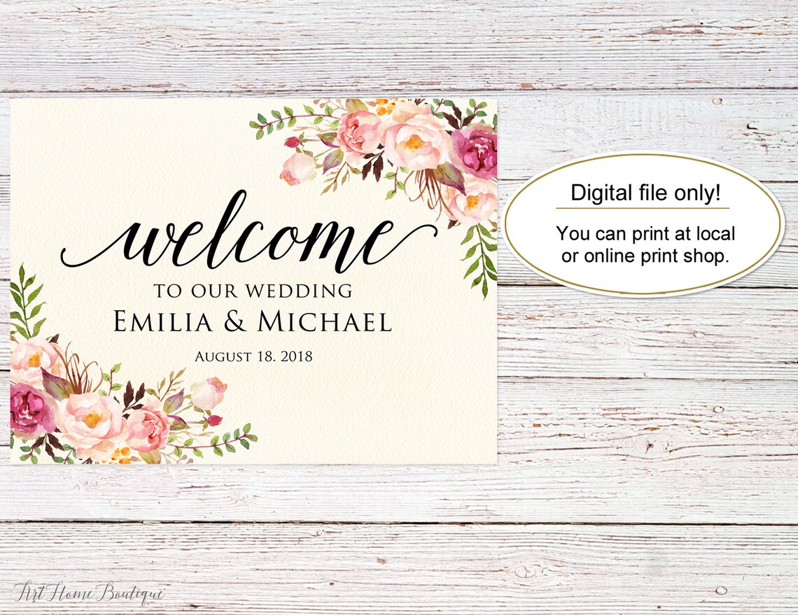 Ivory Welcome Wedding Sign Welcome to Our Wedding Sign - Etsy