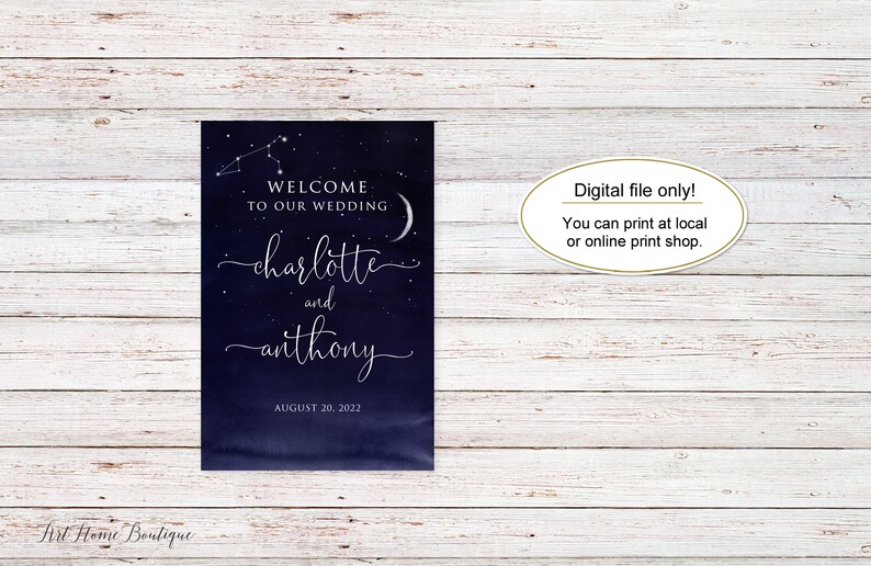 Starry Night Wedding Welcome Sign Navy Wedding Welcome Sign - Etsy