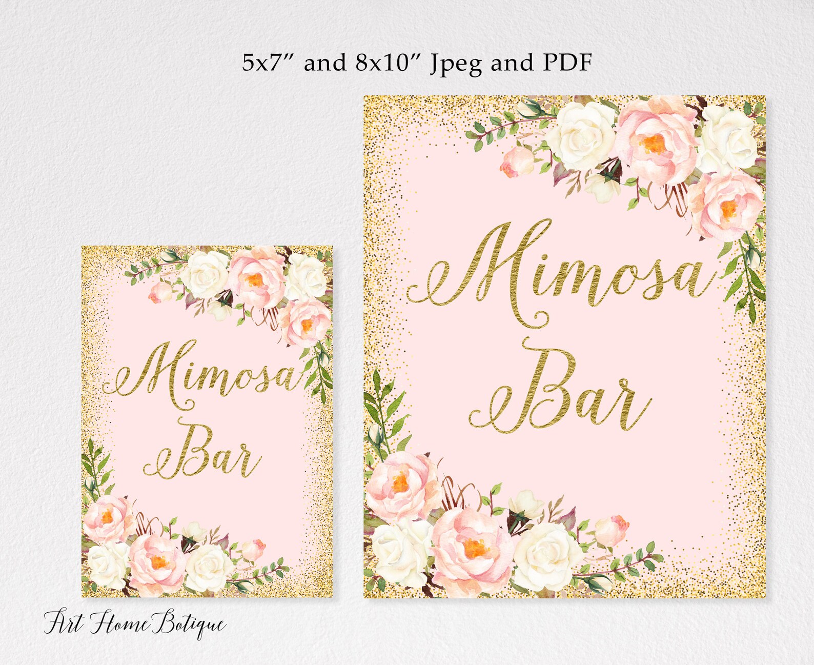 Mimosa Bar Sign Wedding Bar Sign Floral Printable Sign | Etsy