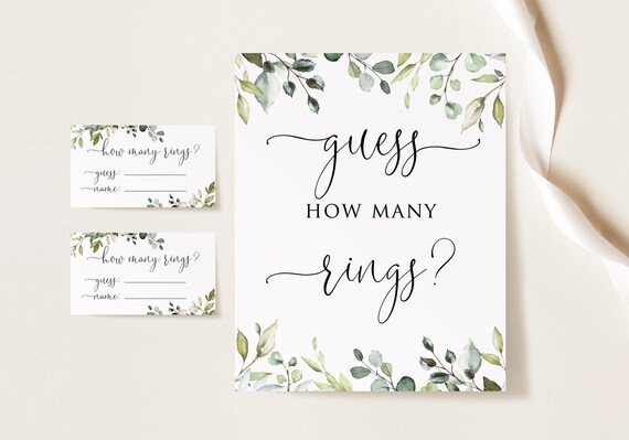 Guess How Many Rings Game Greenery Bridal Shower Rings Game | Etsy