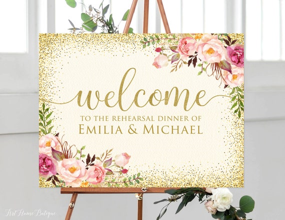 Ivory Rehearsal Dinner Welcome Sign Rehearsal Sign Welcome | Etsy