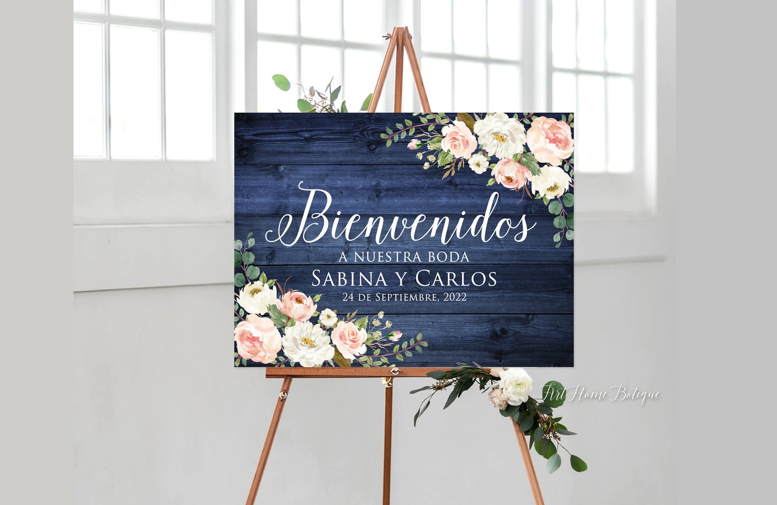 Bienvenidos a Nuestra Boda Spanish Welcome Sign Rustic Navy - Etsy