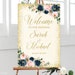 Welcome Wedding Sign, Ivory Welcome Wedding Sign, Blush Navy Gold ...
