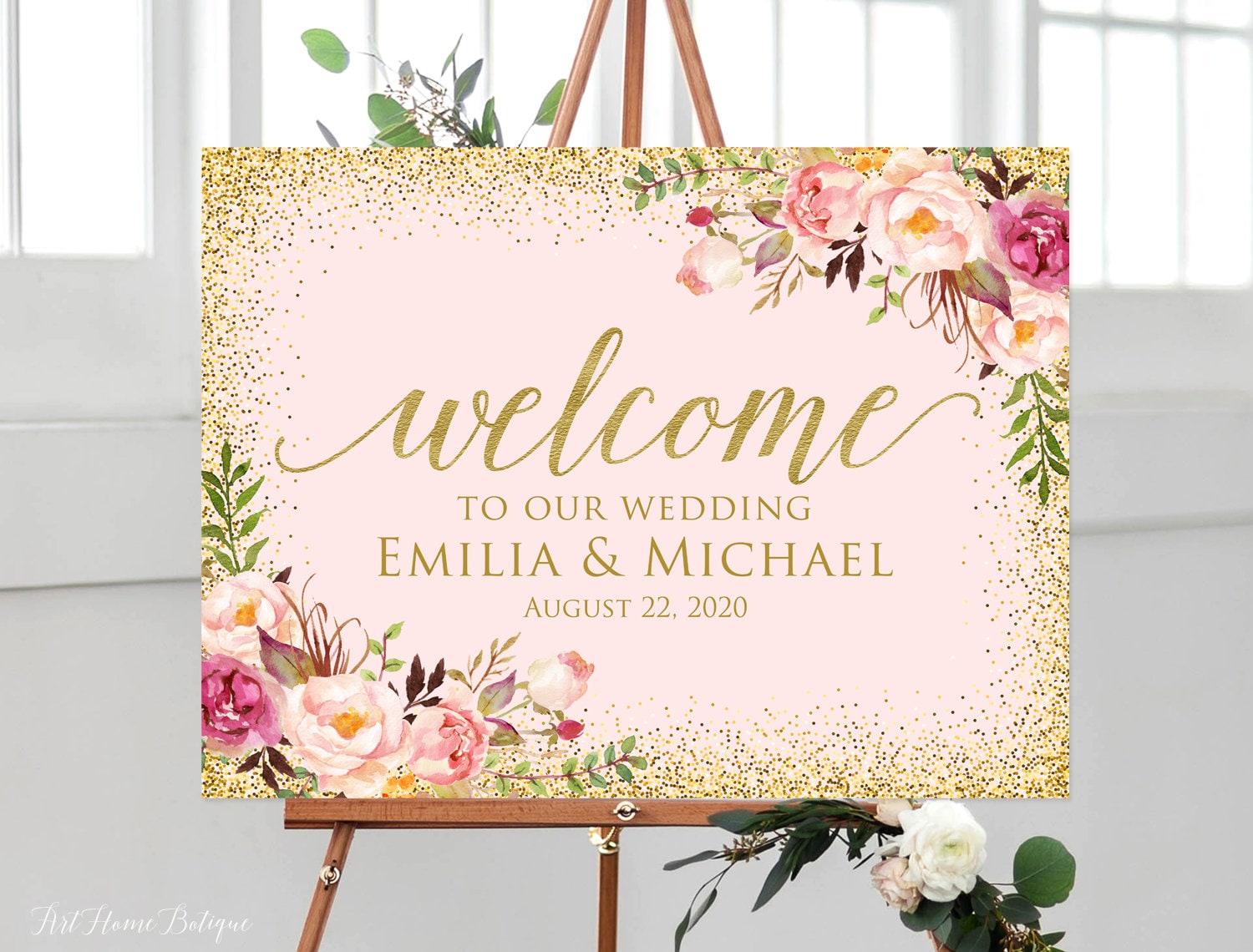 Welcome Wedding Sign, Welcome to Our Wedding Sign, Blush Pink Wedding ...