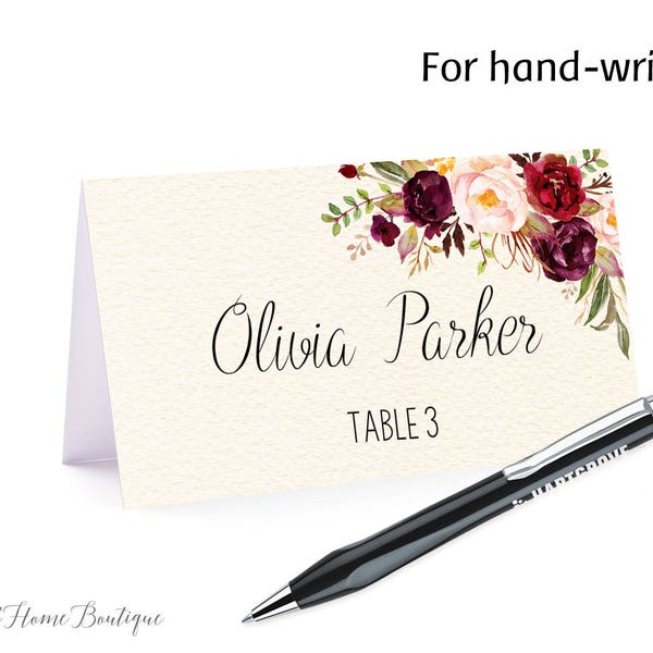 Rose Gold Place Card, Food Tents, Name Card, Seating Card, Blush ...