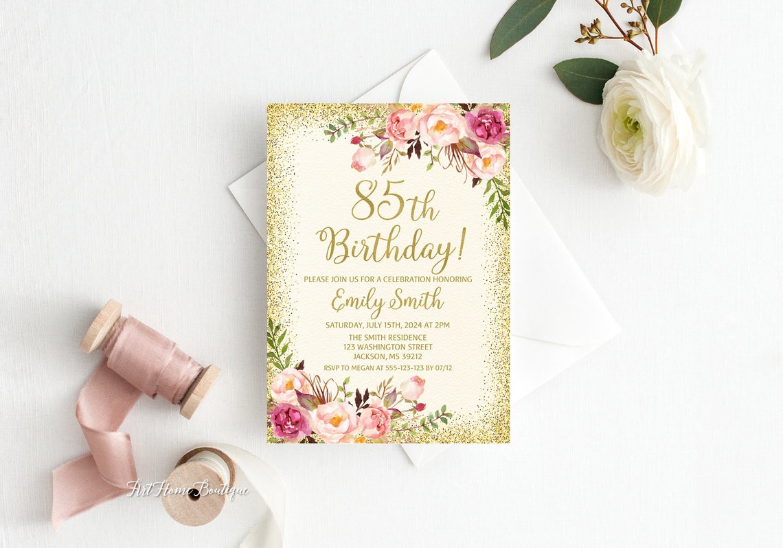 85th Birthday Invitation Any Age Women Birthday Invitation - Etsy