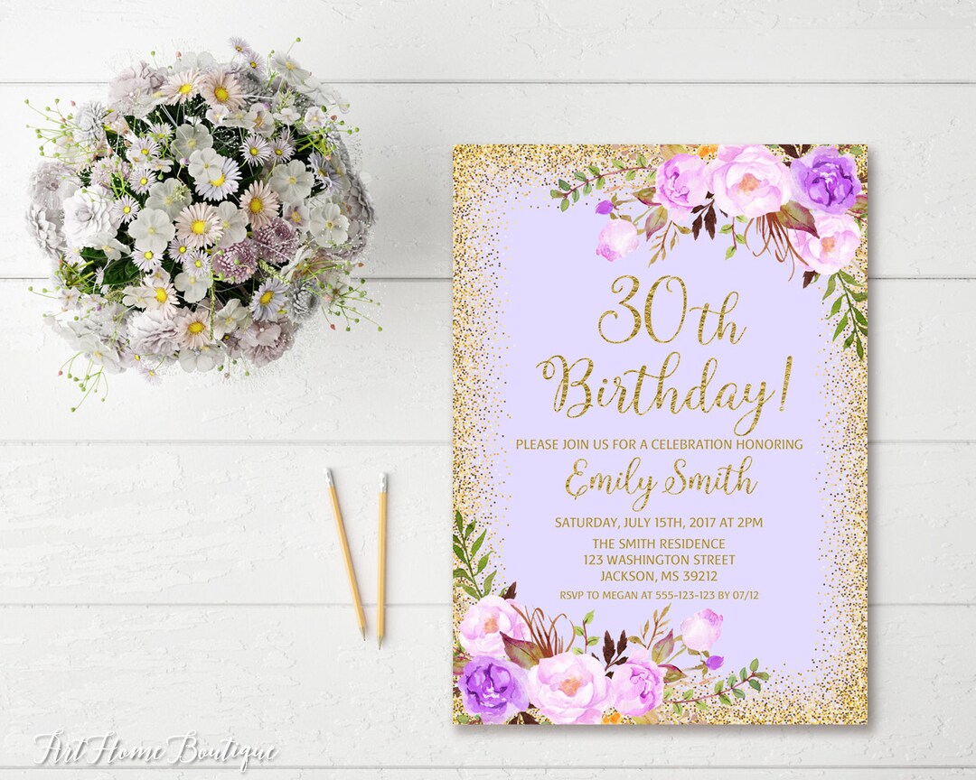 30th Birthday Invitation, Any Age Women Birthday Invitation, Floral ...