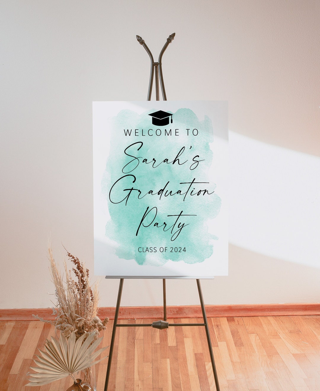 Turquoise Graduation Welcome Sign, Modern Graduation Sign, Watercolor ...