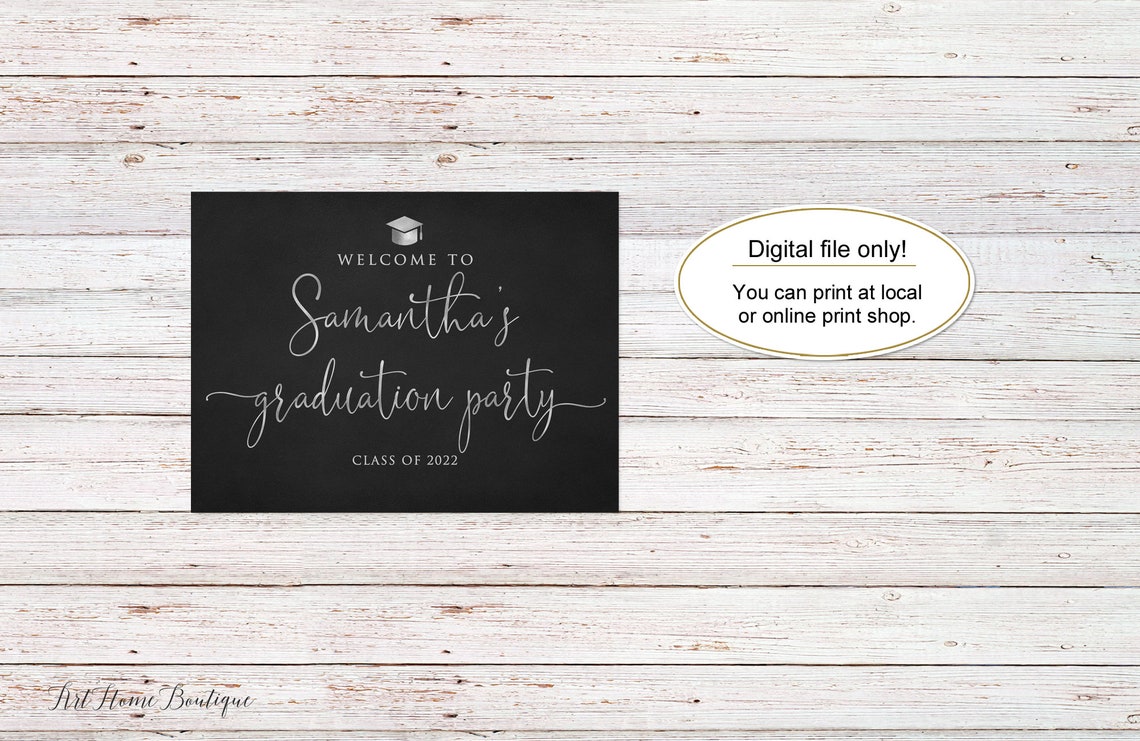 Chalkboard Graduation Party Welcome Sign Silver Graduation - Etsy