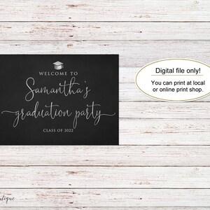 Chalkboard Graduation Party Welcome Sign Silver Graduation - Etsy