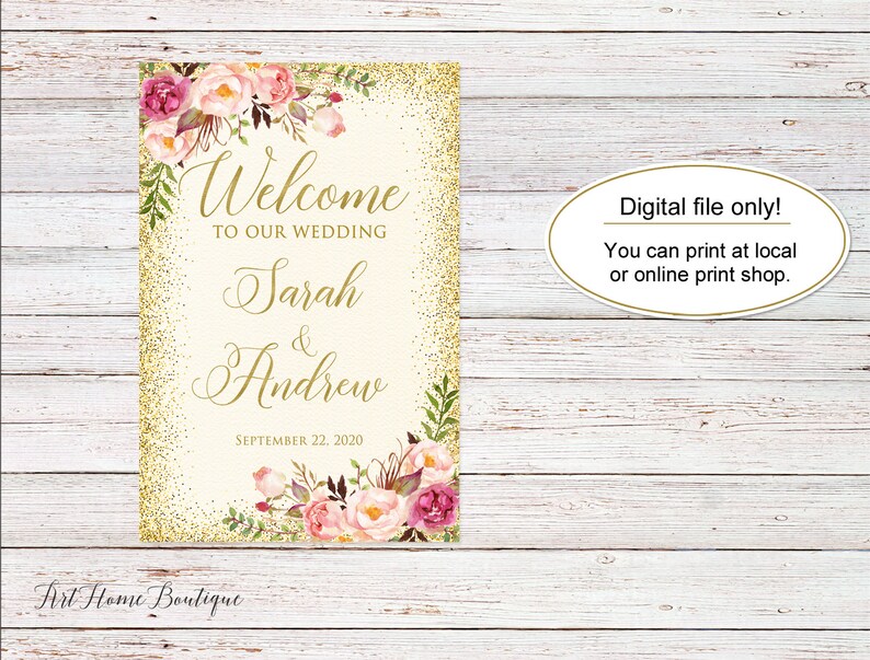 Ivory Welcome Wedding Sign Floral Welcome Wedding Sign Cream | Etsy