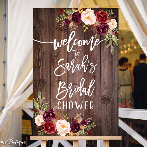 Rustic Bridal Shower Welcome Sign Large Welcome Sign Floral - Etsy