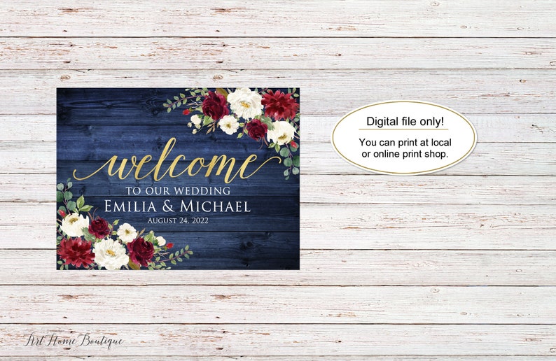 Rustic Navy Welcome Wedding Sign Welcome to Our Wedding Sign | Etsy