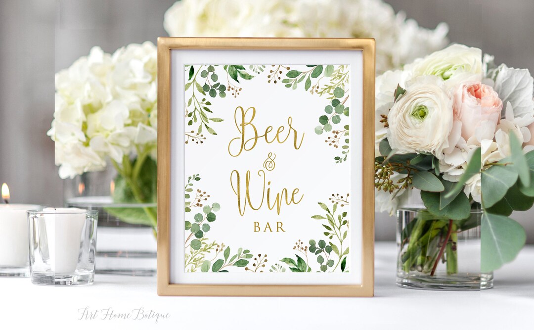 Beer and Wine Bar Sign, Alcohol Wedding Sign, Garden Wedding Sign ...