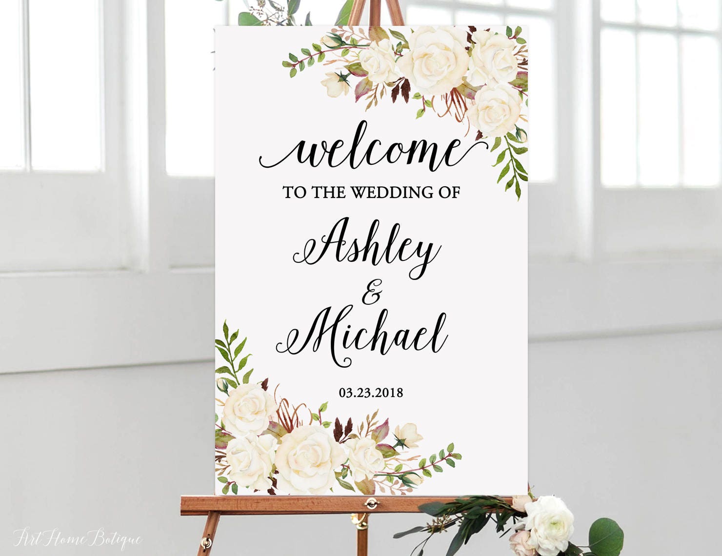 Welcome Wedding Sign Floral Welcome Wedding Sign Welcome to | Etsy