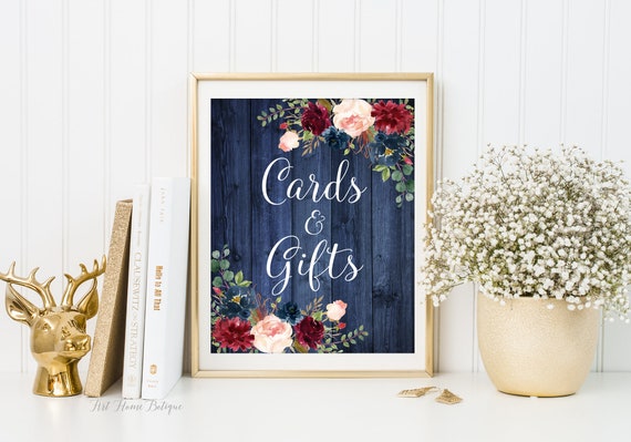 Navy Cards and Gifts Sign Cards and Gifts Wedding Sign Gift | Etsy