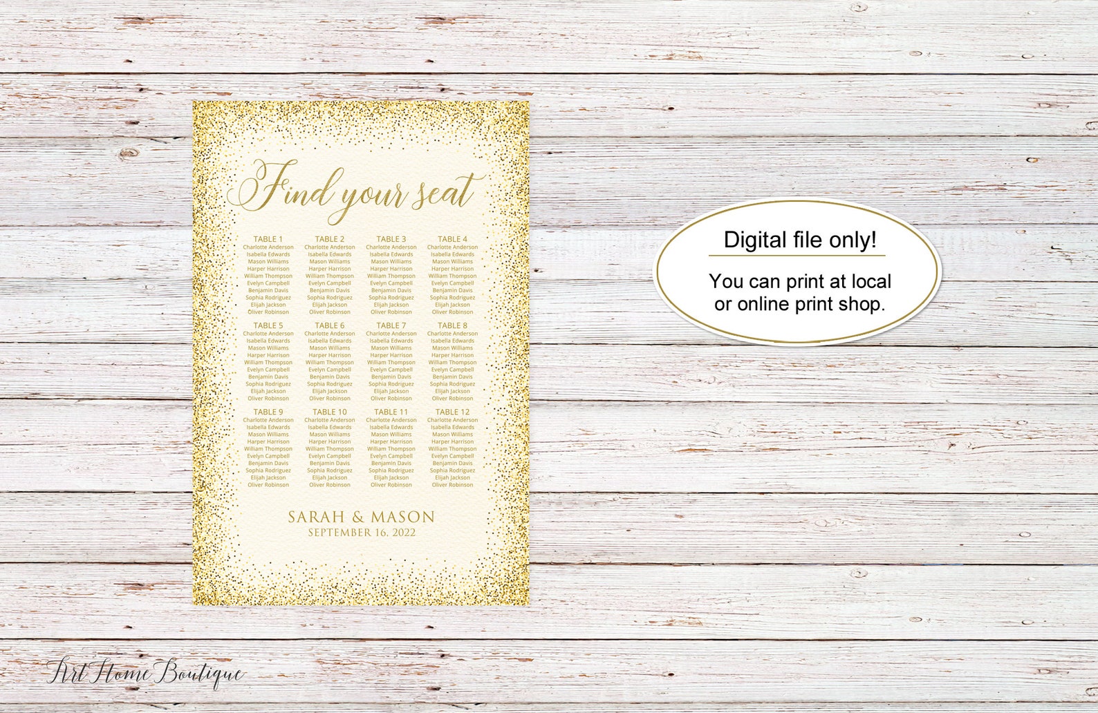 Ivory Wedding Seating Chart Gold Wedding Seating Plan Ivory - Etsy