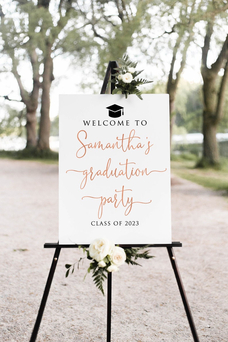 Rose Gold Graduation Party Welcome Sign Graduation Welcome - Etsy