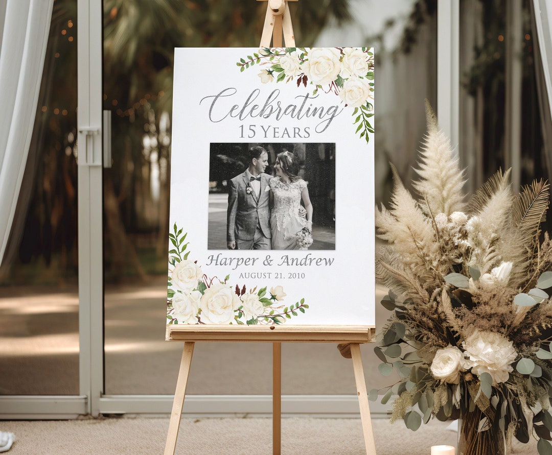 Celebrating 15 Years, Photo Anniversary Welcome Sign, 15th Anniversary ...