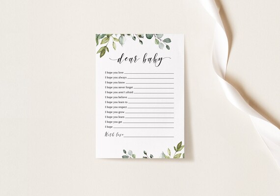 Dear Baby Wishes Baby Shower Wishes for Baby Cards Botanical | Etsy