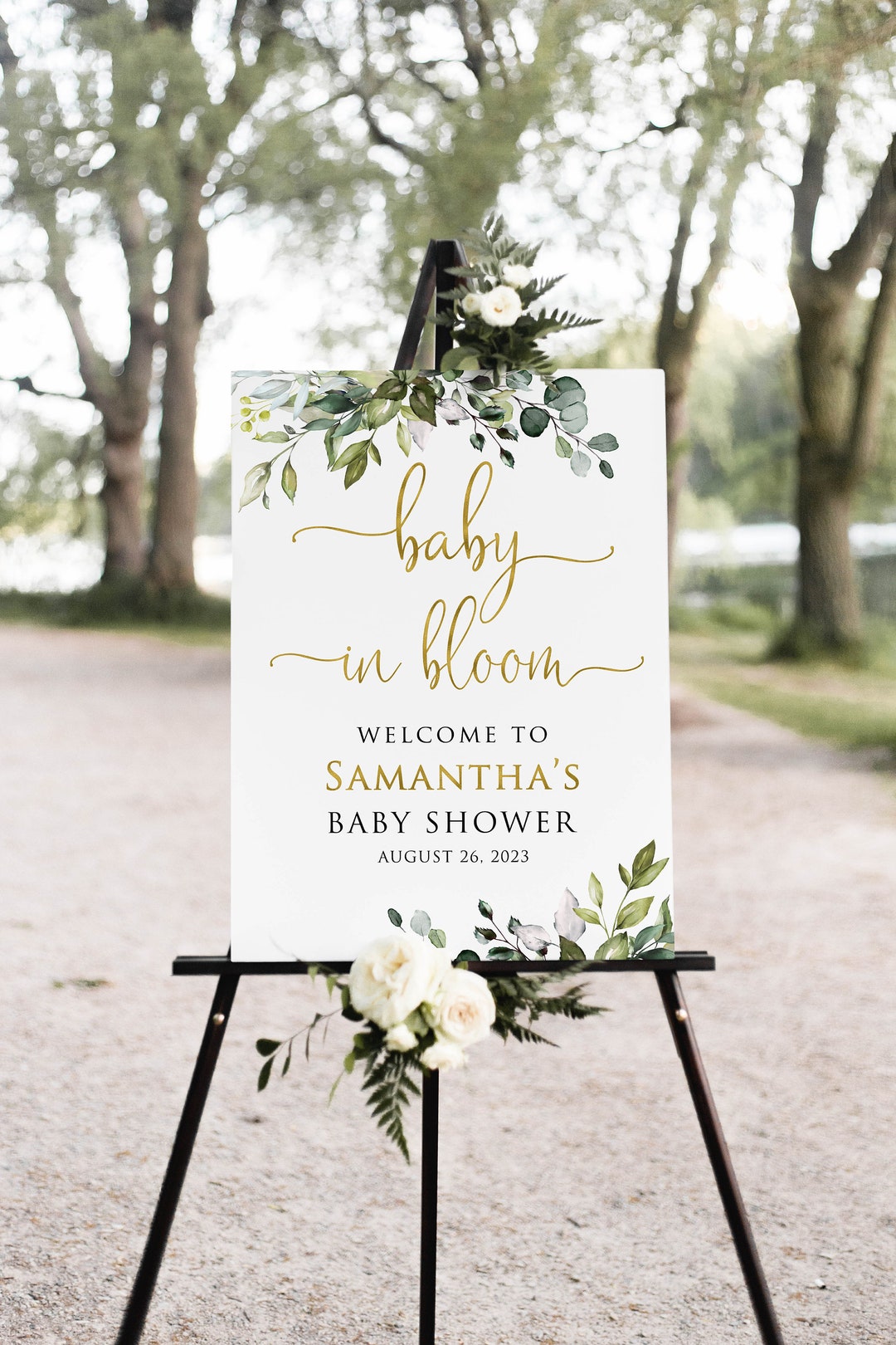 Baby in Bloom Welcome Sign Greenery Baby Shower Welcome Sign - Etsy
