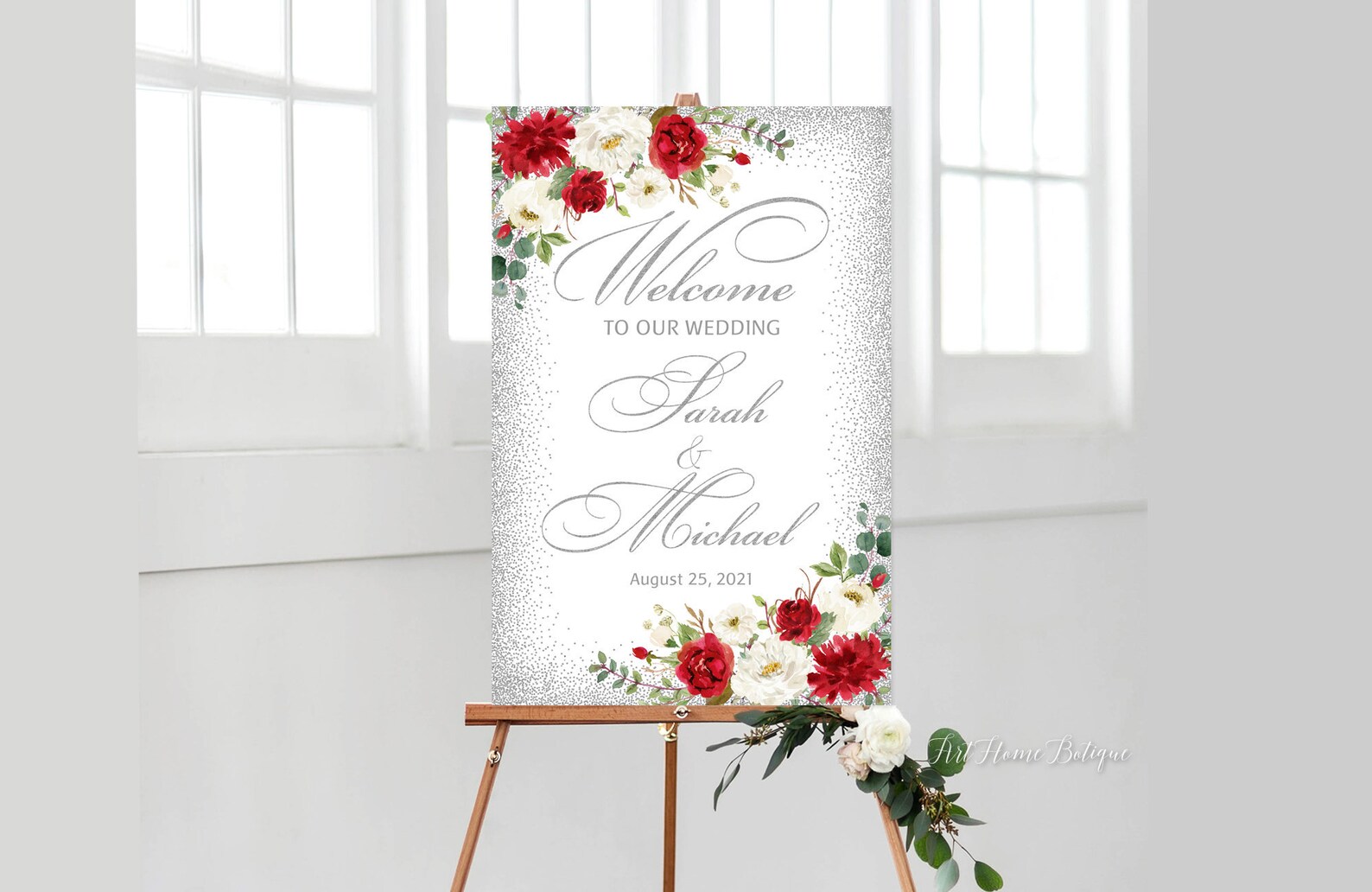 Welcome to Our Wedding Sign Silver Welcome Wedding Sign | Etsy